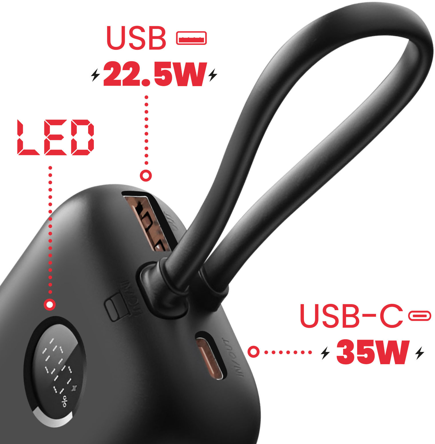 Compra Swissten Batería Externa 10000mAh Cables USB-C y Lightning ...